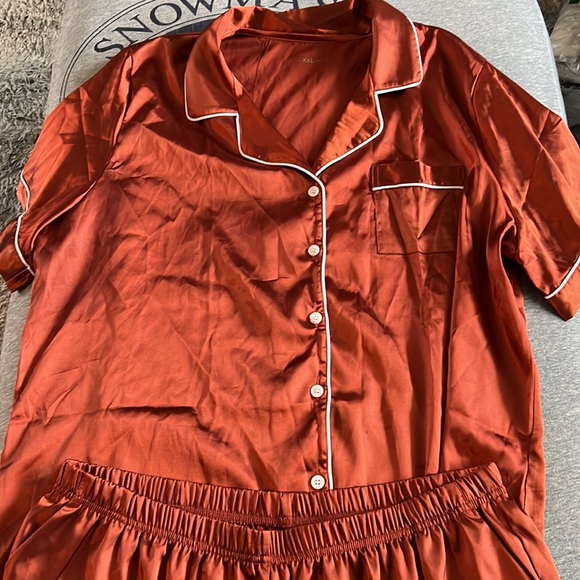 Intimates & Sleepwear | Orange Satin Pajamas | Poshmark